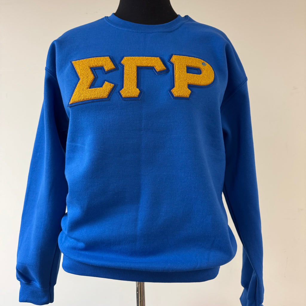 SGRho Chenille Letters Sweatshirt Blue – Distinctive Specialties