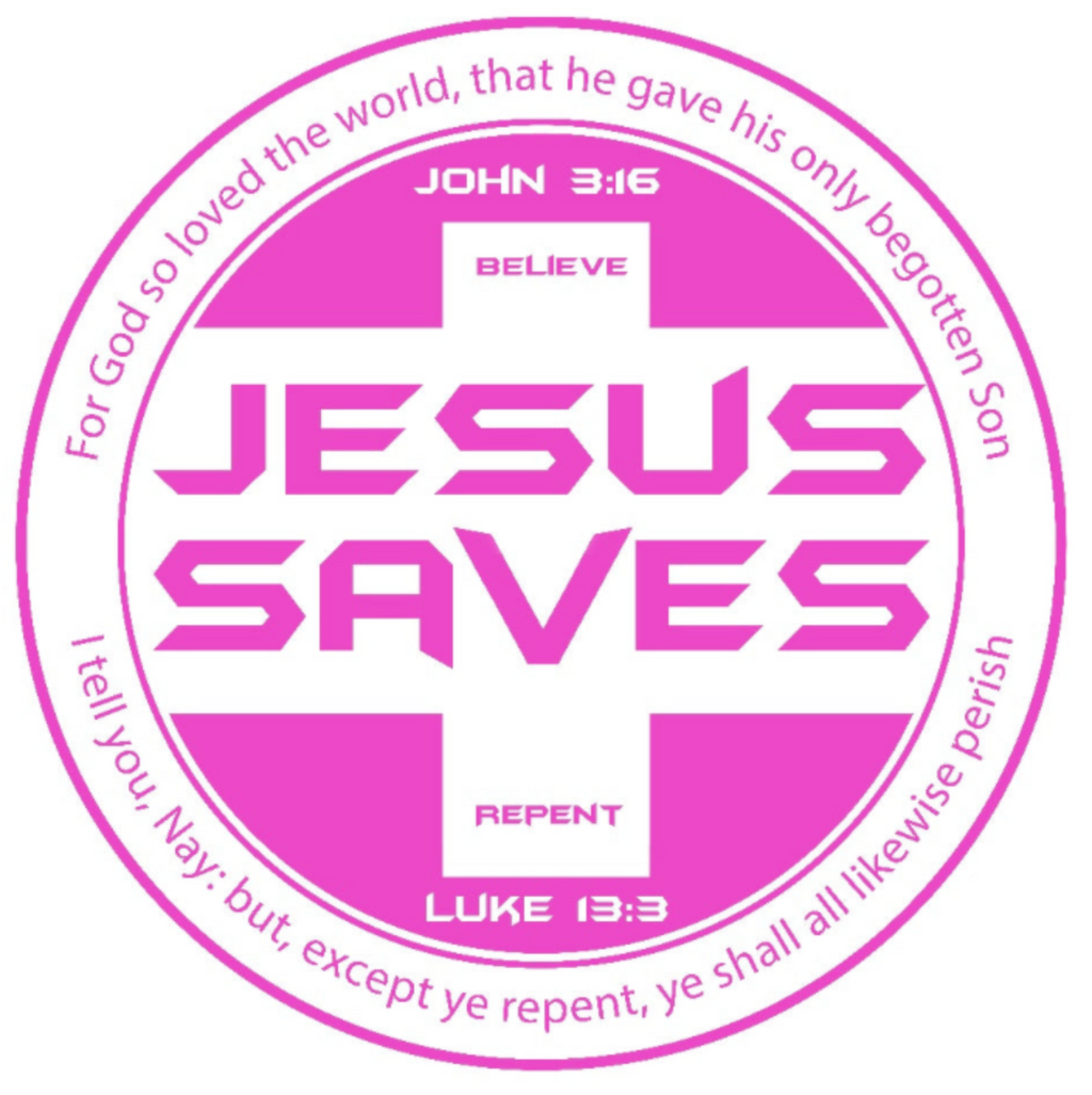 3.5" Pink/White Jesus Saves Logo (Design Only) – Distinctive Specialties